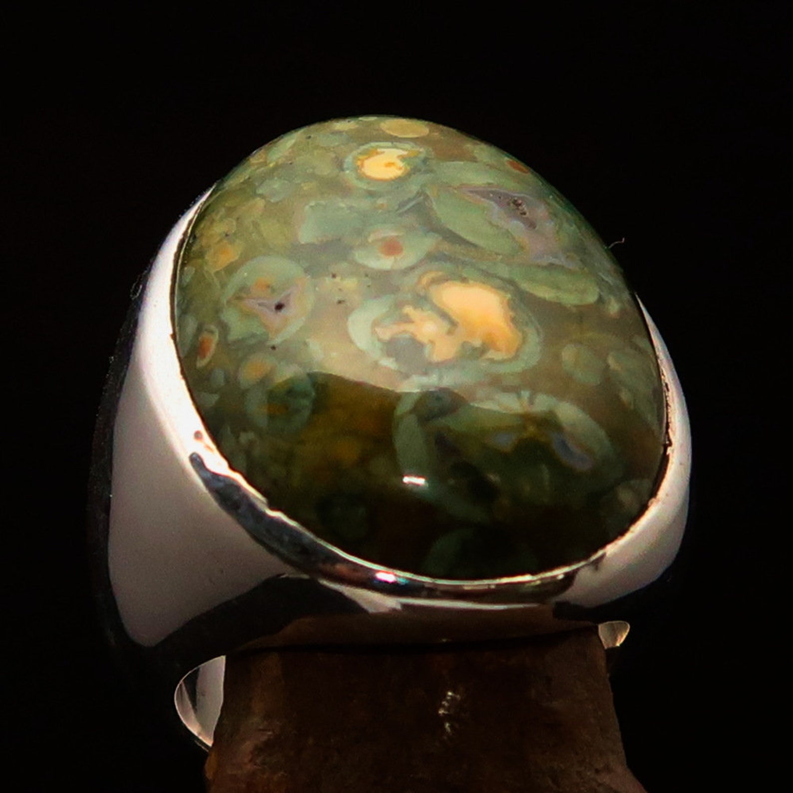 Mirror Polished Sterling Silver Men's Solitaire Ring With - Etsy