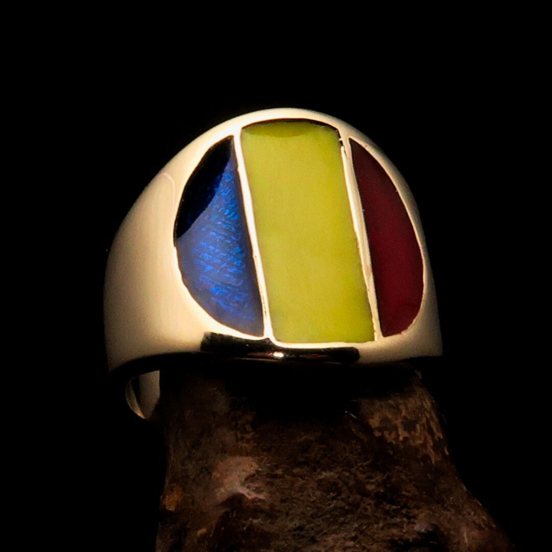 Romanian Flag Ring, Round Shaped Ring, Pinky Ring, Costume Ring, Flag ...