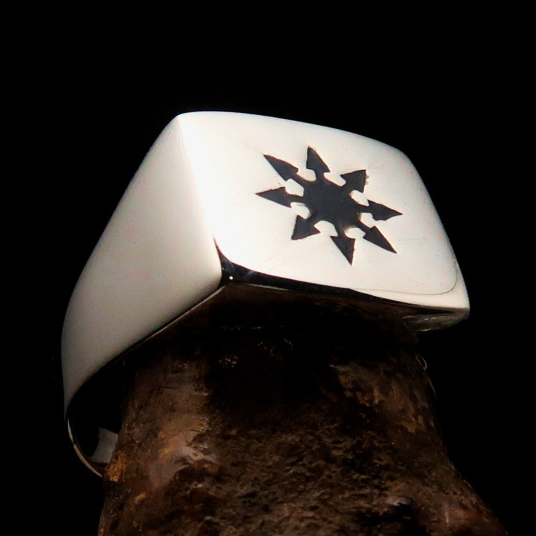 Chaos Ring, Sterling Silver Ring, Square Shaped Ring, Arrows of Chaos ...