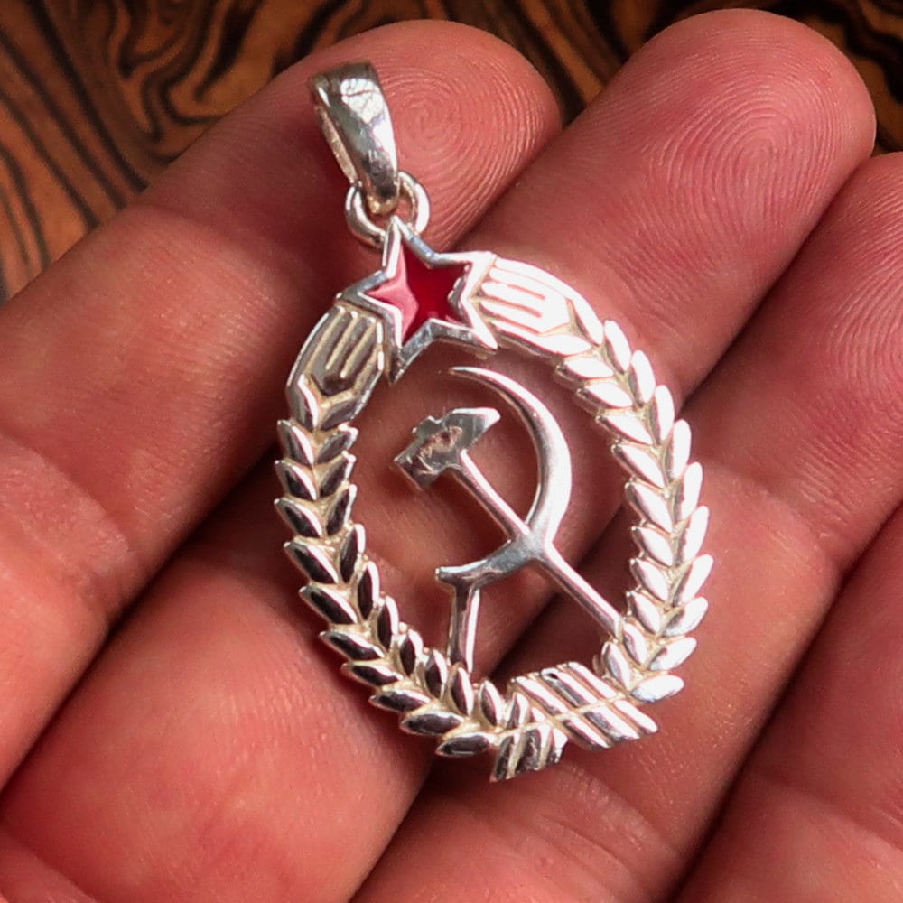 Red Star Sterling Silver Communist Crest Pendant Hammer and - Etsy