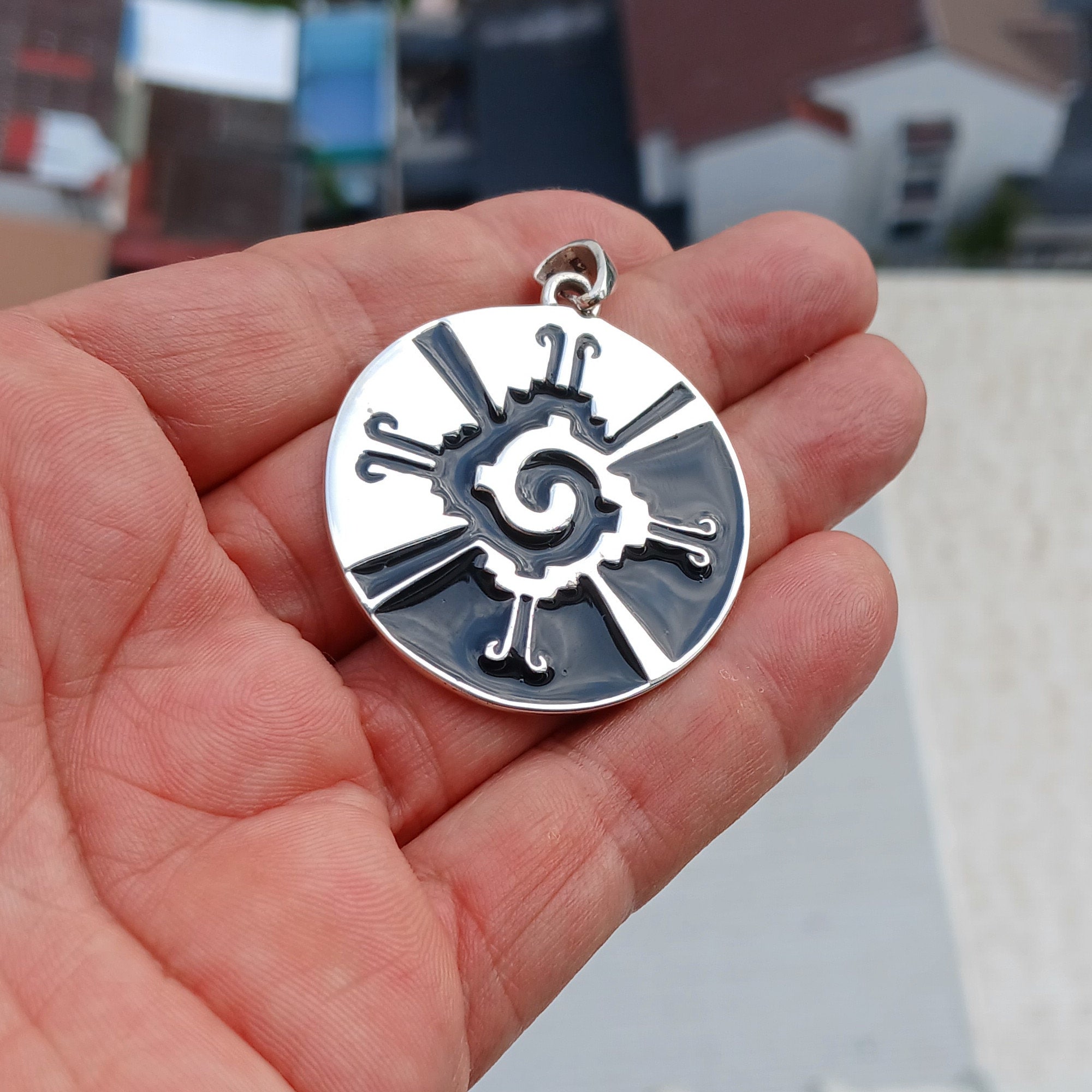 Ancient Hunab Ku Amulet, Sterling Silver Necklace, Hunab Ku Pendant ...