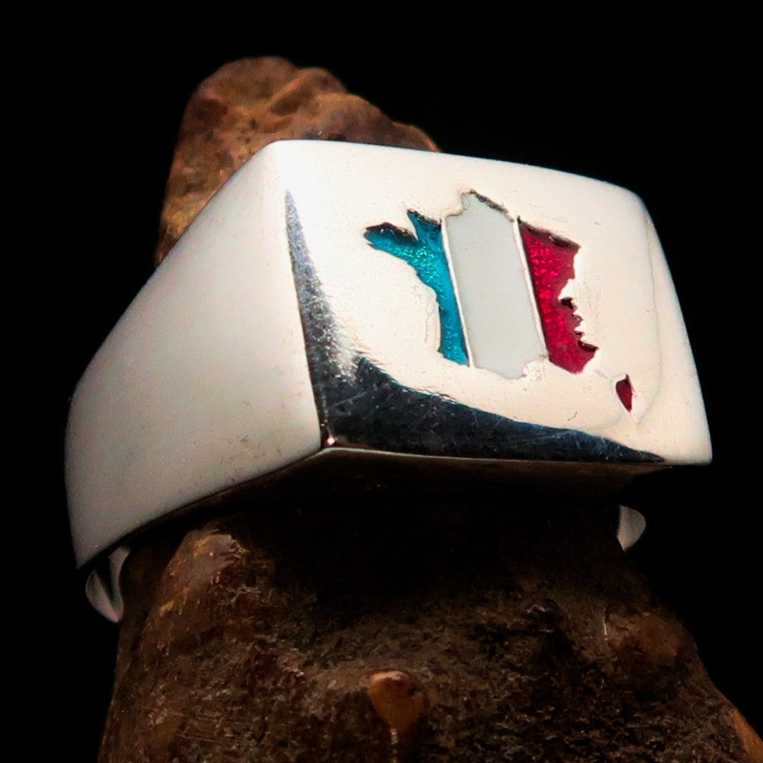 French Flag Sterling Silver Pinky Ring - Team France Fan Apparel ...