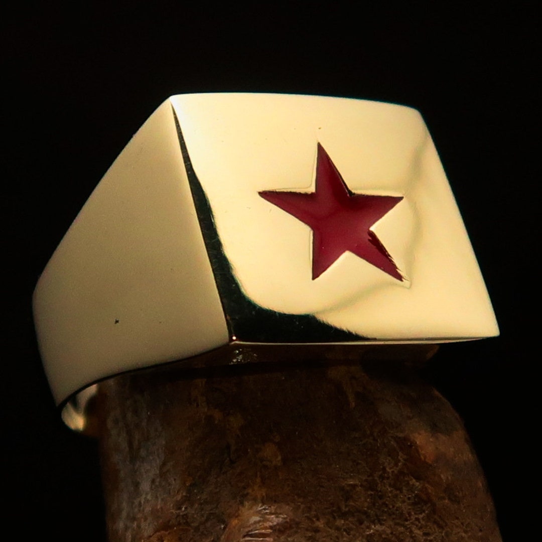 Men's Socialist Ring, Red Star Ring, Square Shaped Ring, Brass Costume ...