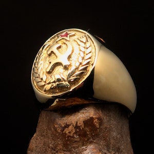 Oval Shaped Communist Costume Pinky Ring Red Star Hammer Sickle Crest ...