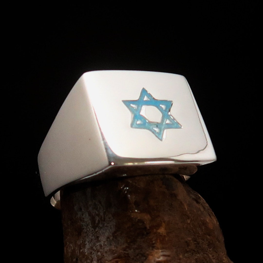 Star of David Ring, Square Shaped Ring, Sterling Silver Ring, Pinky ...