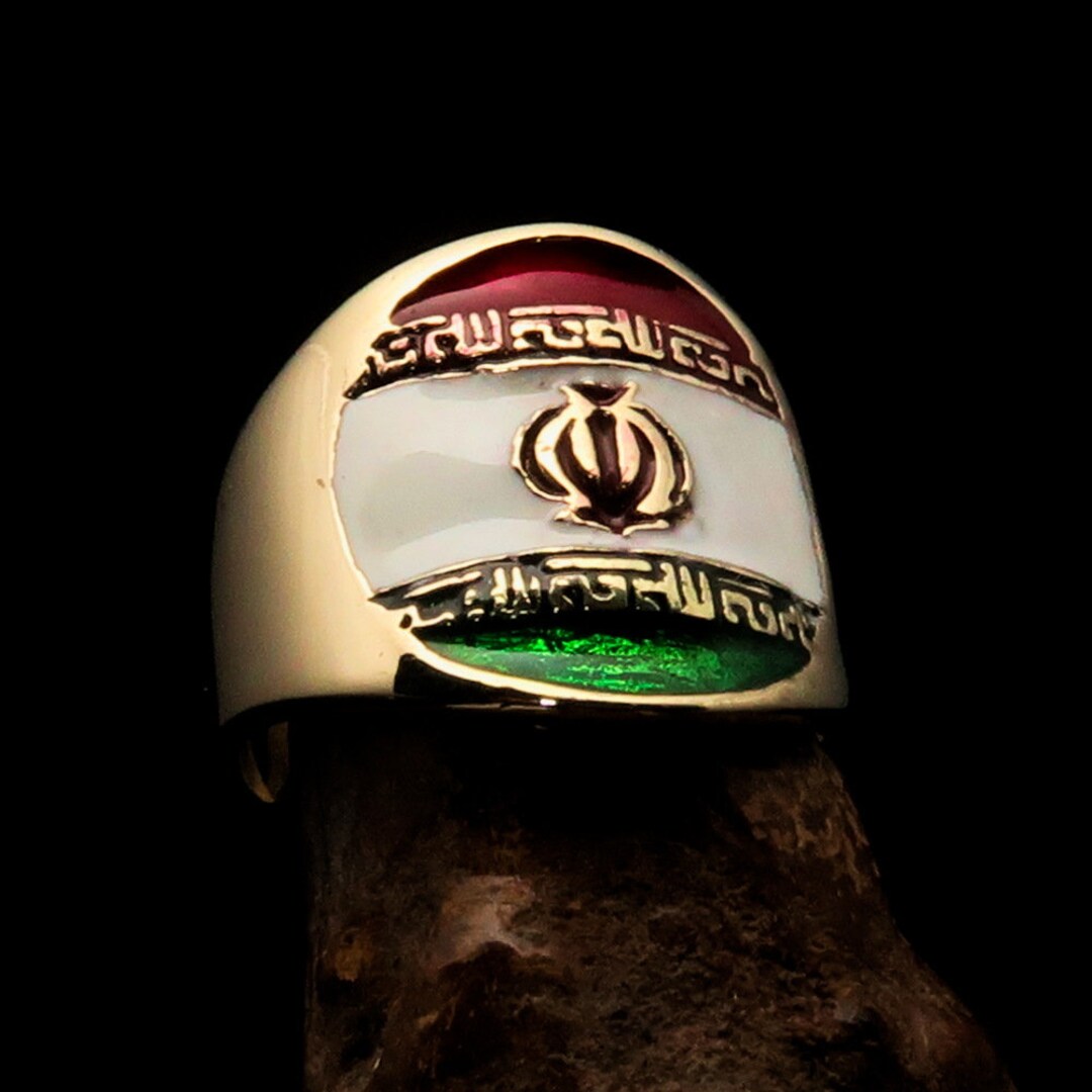 Iranian Flag Ring, Round Shaped Ring, Pinky Ring, Costume Ring, Flag of ...