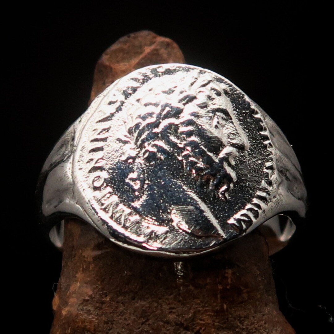 Ancient Roman Coin Ring Sterling Silver Antonius Pius Men's Pinky ...