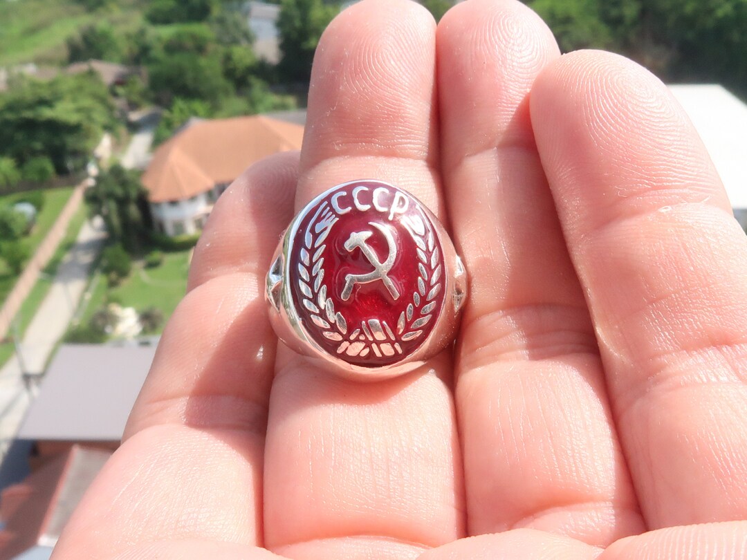 Communist Ring, CCCP Silver Ring, Hammer Sickle Ring, Stars on Both ...