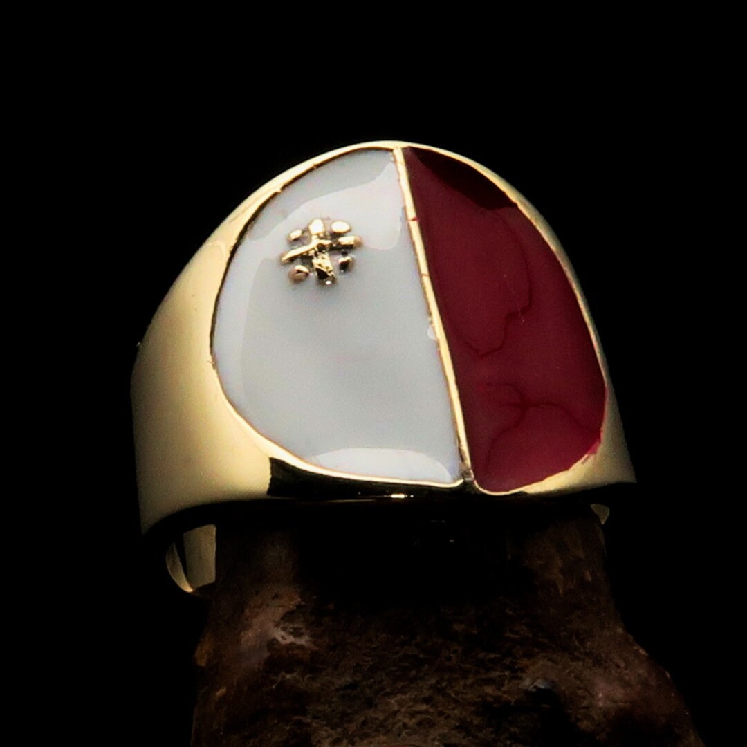 Maltese Flag Ring, Round Shaped Ring, Pinky Ring, Costume Ring, Flag of ...