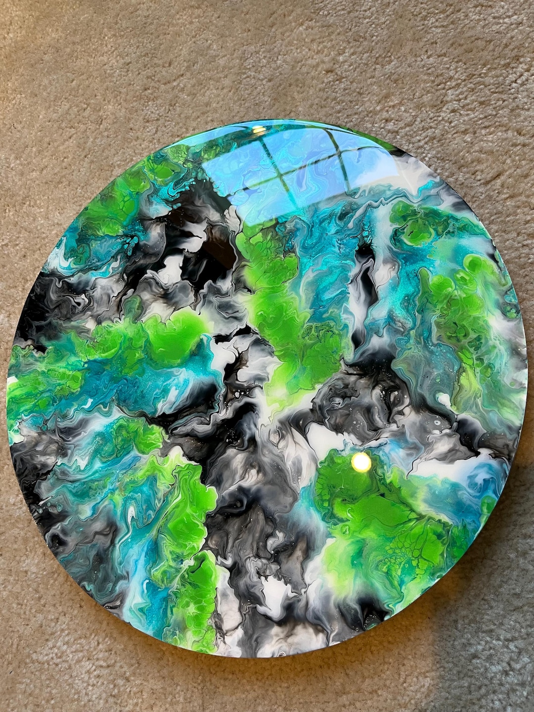 Round Acrylic Pour Painting - Etsy