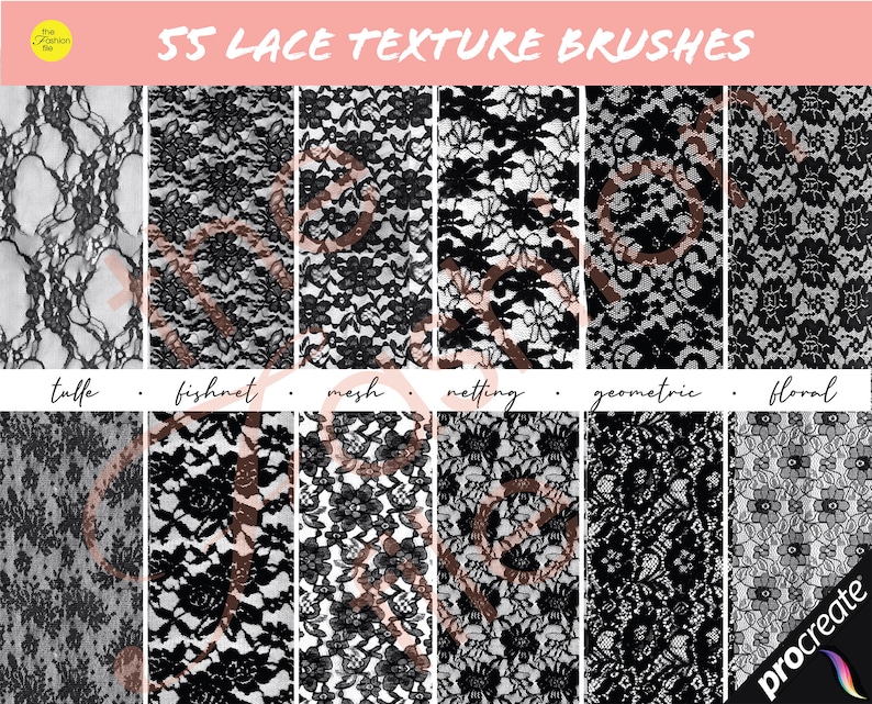 83 PROCREATE FASHION BRUSHES Lace Fabric Textures Brushes - Etsy