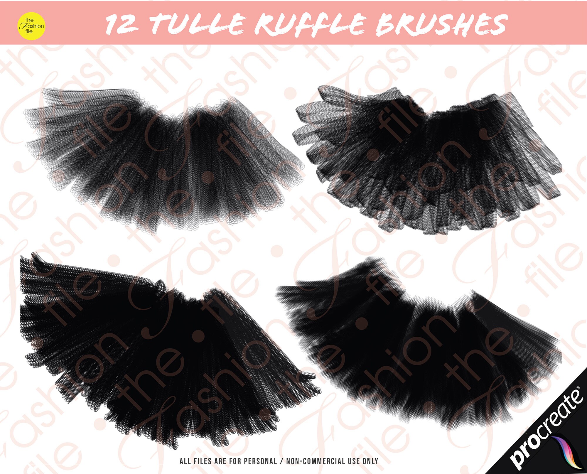 24 PROCREATE TULLE BRUSHES • Fabric Texture Netting Mesh Gown Sketch ...
