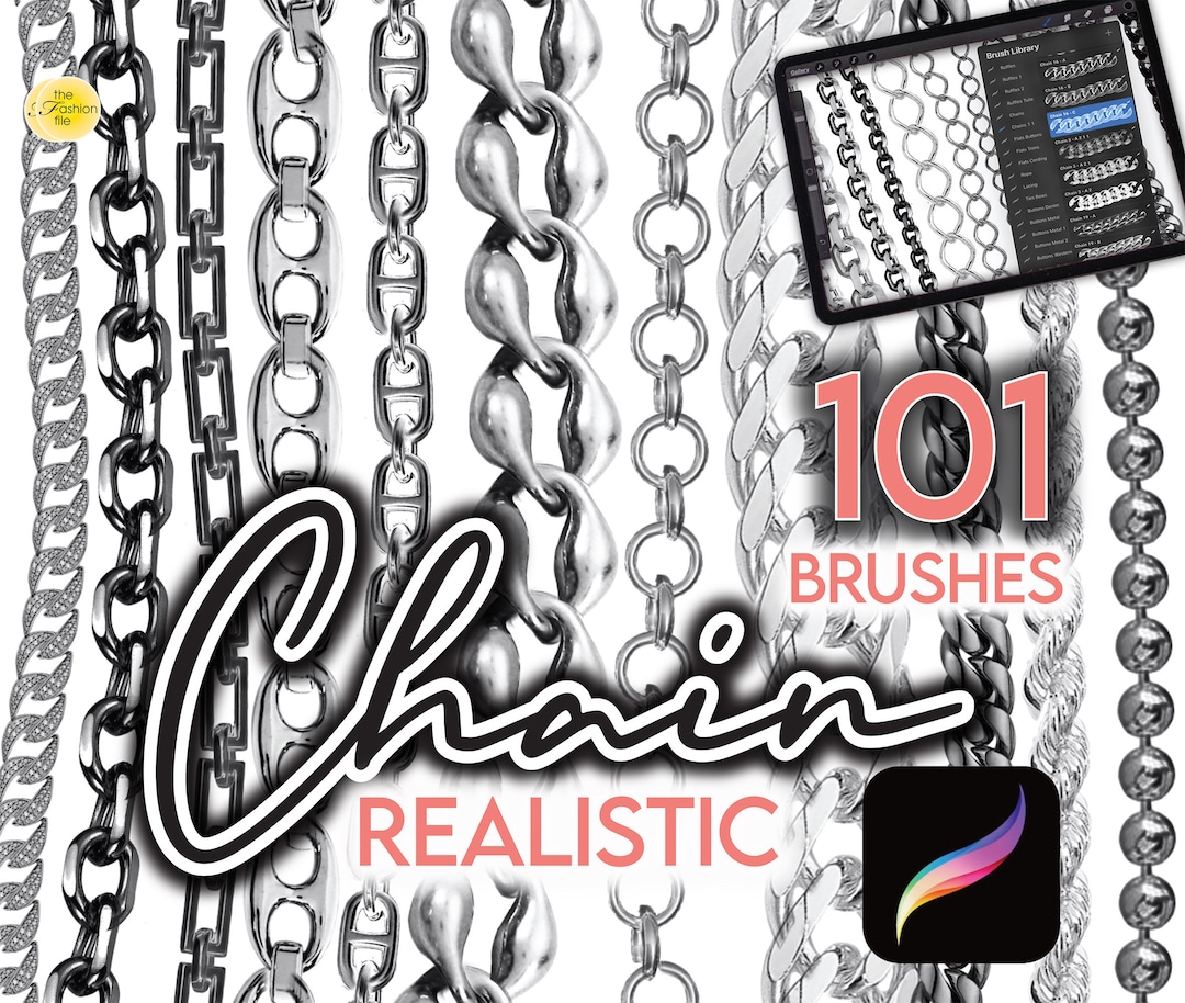 101 PROCREATE FASHION BRUSHES • Chain Rhinestones Jewels Jewelry ...