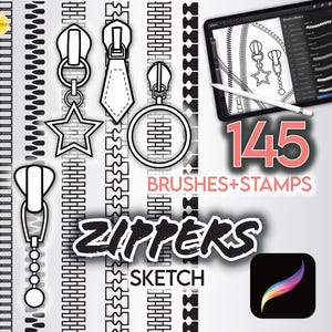 145 PROCREATE FASHION BRUSHES • 96 Zipper Pull Stamps + 49 Zipper Teeth ...