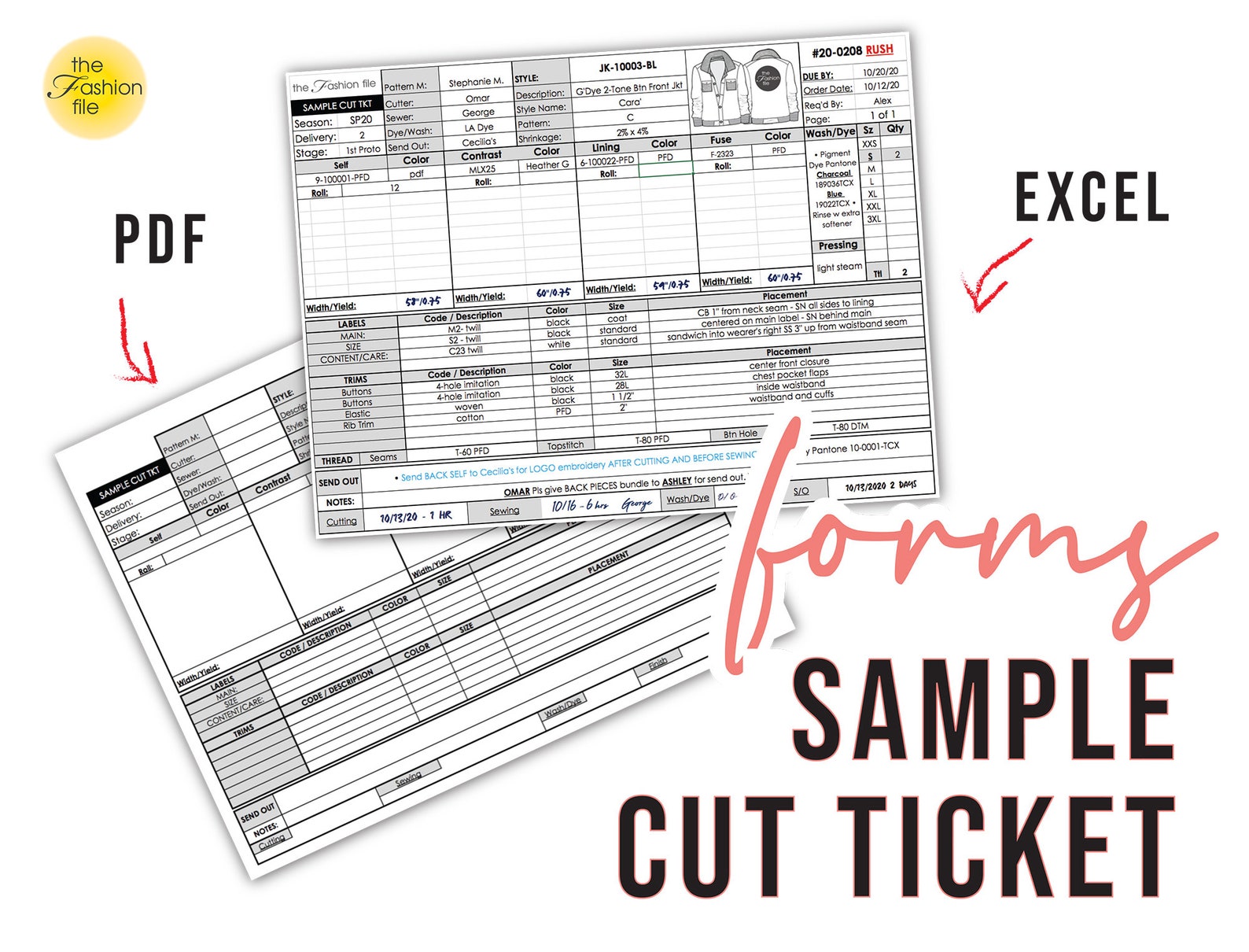 Fashion Design SAMPLE CUT TICKET Form Formatted for auto | Etsy
