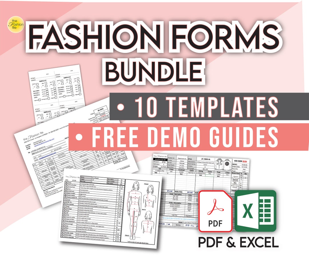 Fashion Designer FORMS TEMPLATES Pack • Cost Sheet, Pattern Card ...