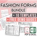 Fashion Designer FORMS TEMPLATES Pack Cost Sheet, Pattern Card ...