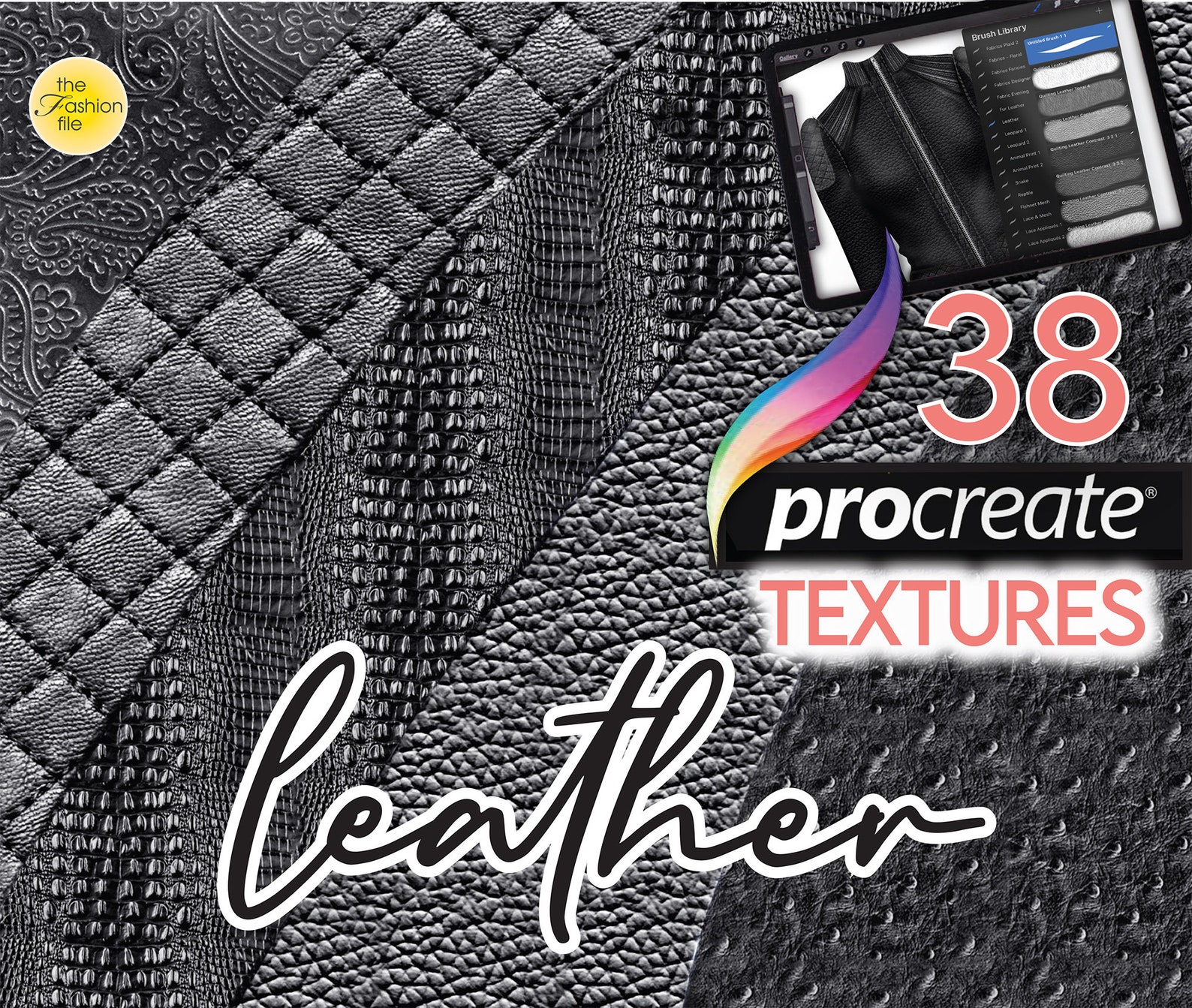 38 PROCREATE LEATHER TEXTURES Procreate Brush Leather Cow - Etsy