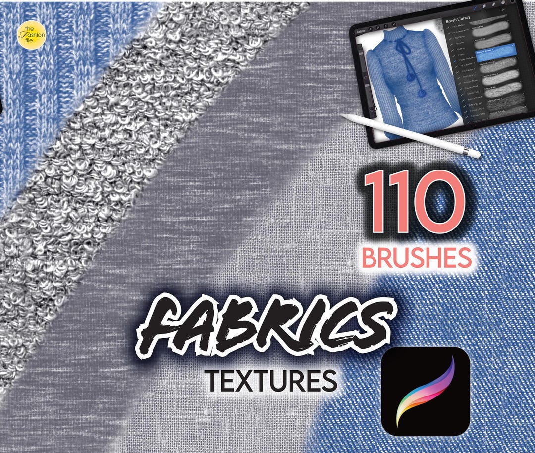 110 PROCREATE FABRIC TEXTURE Brushes Realistic Knits Fishnet Wool ...