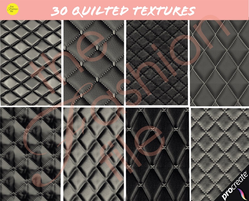30 PROCREATE QUILTED TEXTURES • Procreate Brushes Puffer Jacket Blanket Diamond Leather Suede ...