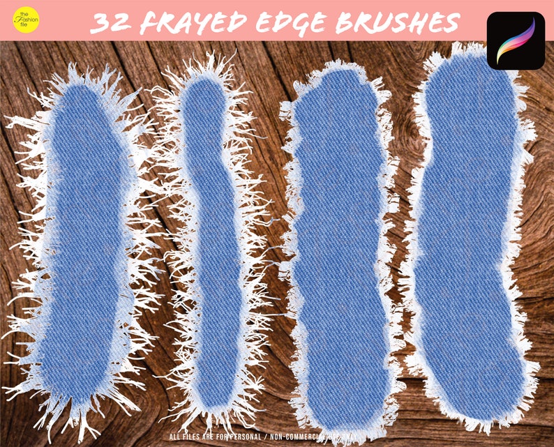 32 PROCREATE FRAYED Edge FABRIC Torn Cut Textiles Ripped Denim Fashion ...