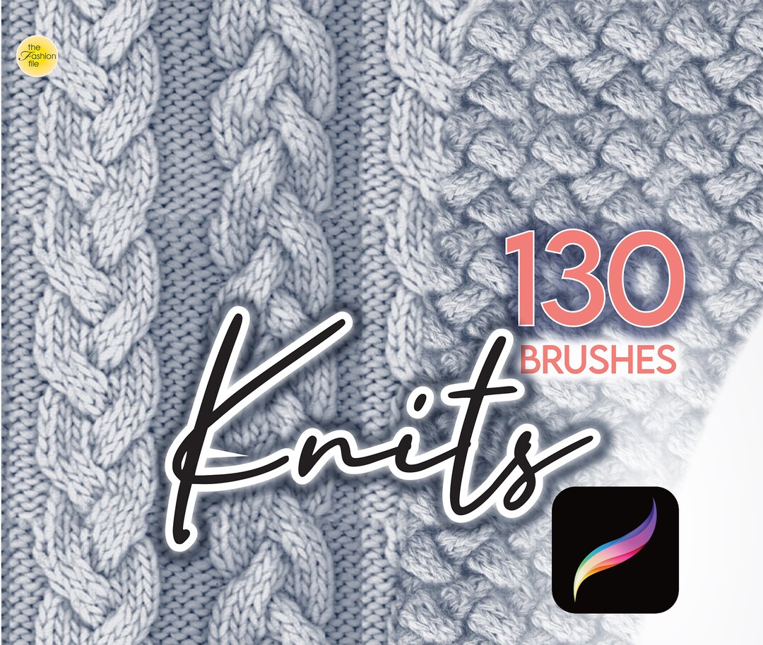 125 PROCREATE KNITTED TEXTURE Brushes Realistic Sketch Knits Wool ...