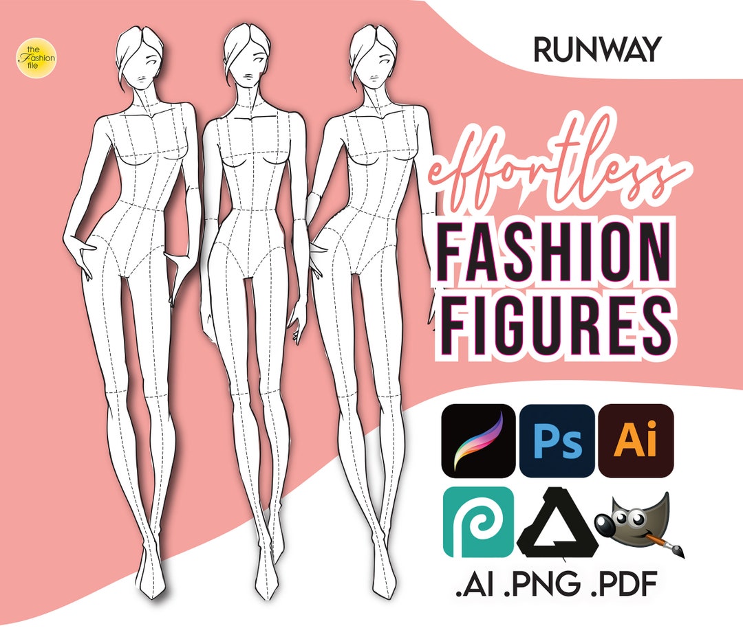FASHION DESIGN TEMPLATE Runway Walk Poses Pack • Pdf Ai Png for ...