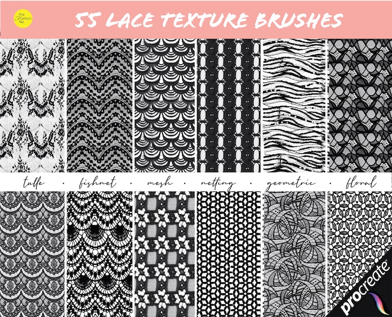 83 PROCREATE FASHION BRUSHES Lace Fabric Textures Brushes - Etsy