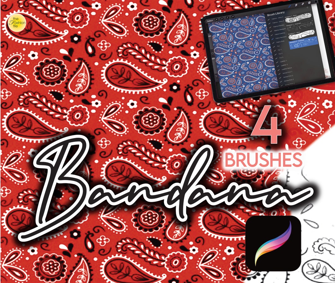 4 PROCREATE BANDANA TEXTURES • Bandana Western Paisley Fabric Textile ...