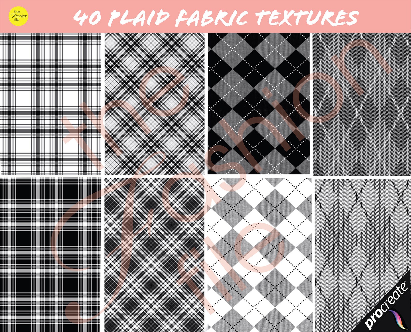 40 PROCREATE PLAID TEXTURES • Procreate Brush Plaid Tartan Checks ...