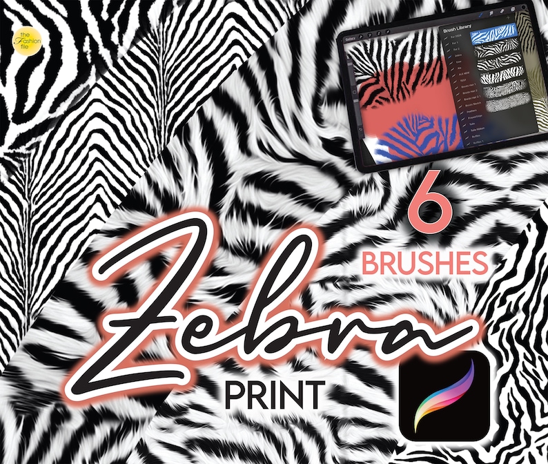 4 PROCREATE ZEBRA TEXTURES • Procreate Brush Zebra Fur Animal Print ...