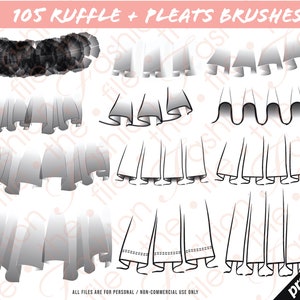 105 PROCREATE RUFFLE BRUSHES • Pleats Shirring Smocking Gathers Frills ...