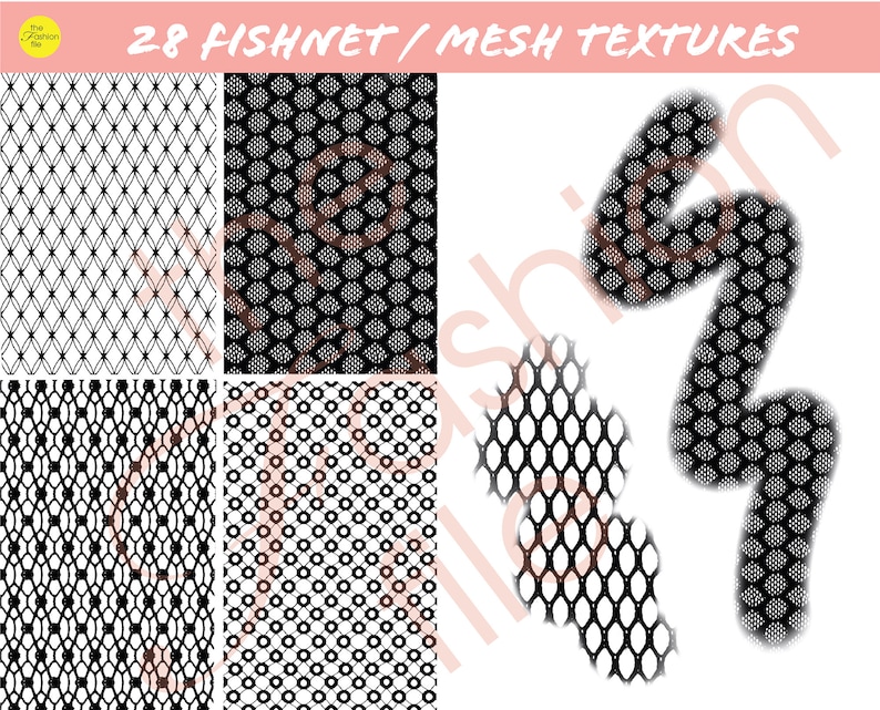 28 PROCREATE FISHNET TEXTURES • Procreate Brush Tulle Netting Mesh Lace ...
