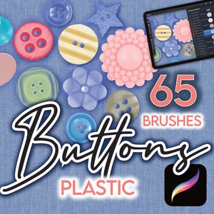 65 PROCREATE FASHION BRUSHES • Realistic Plastic Buttons Stamps + Free ...