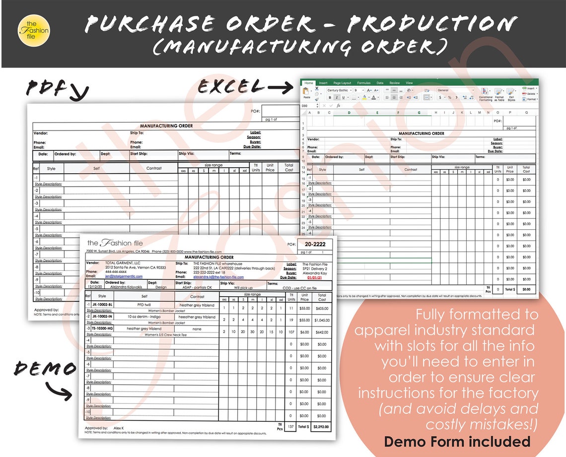 Fashion Designer FORMS TEMPLATES Pack Cost Sheet Pattern - Etsy