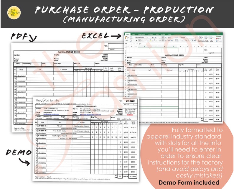 Fashion Designer FORMS TEMPLATES Pack Cost Sheet Pattern - Etsy