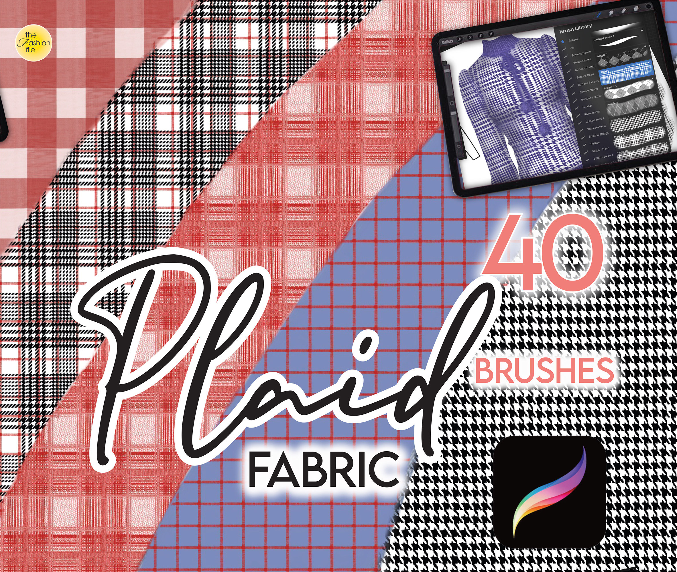 40 PROCREATE PLAID TEXTURES • Procreate Brush Plaid Tartan Checks ...