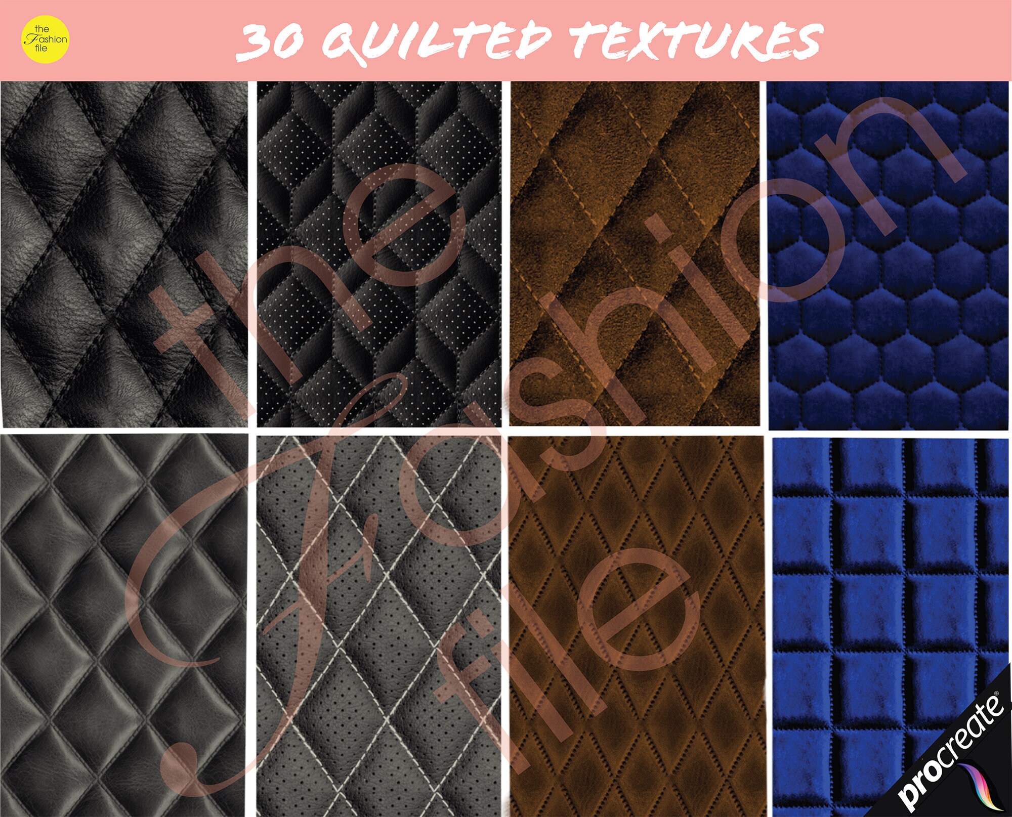 30 PROCREATE QUILTED TEXTURES • Procreate Brushes Puffer Jacket Blanket ...