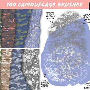 100 PROCREATE CAMOUFLAGE TEXTURES • Procreate Brush Camo Seamless Print ...