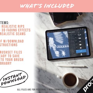 64 PROCREATE 3D EFFECTS Stamp Set • Realistic Procreate Rips, 3D Fading ...