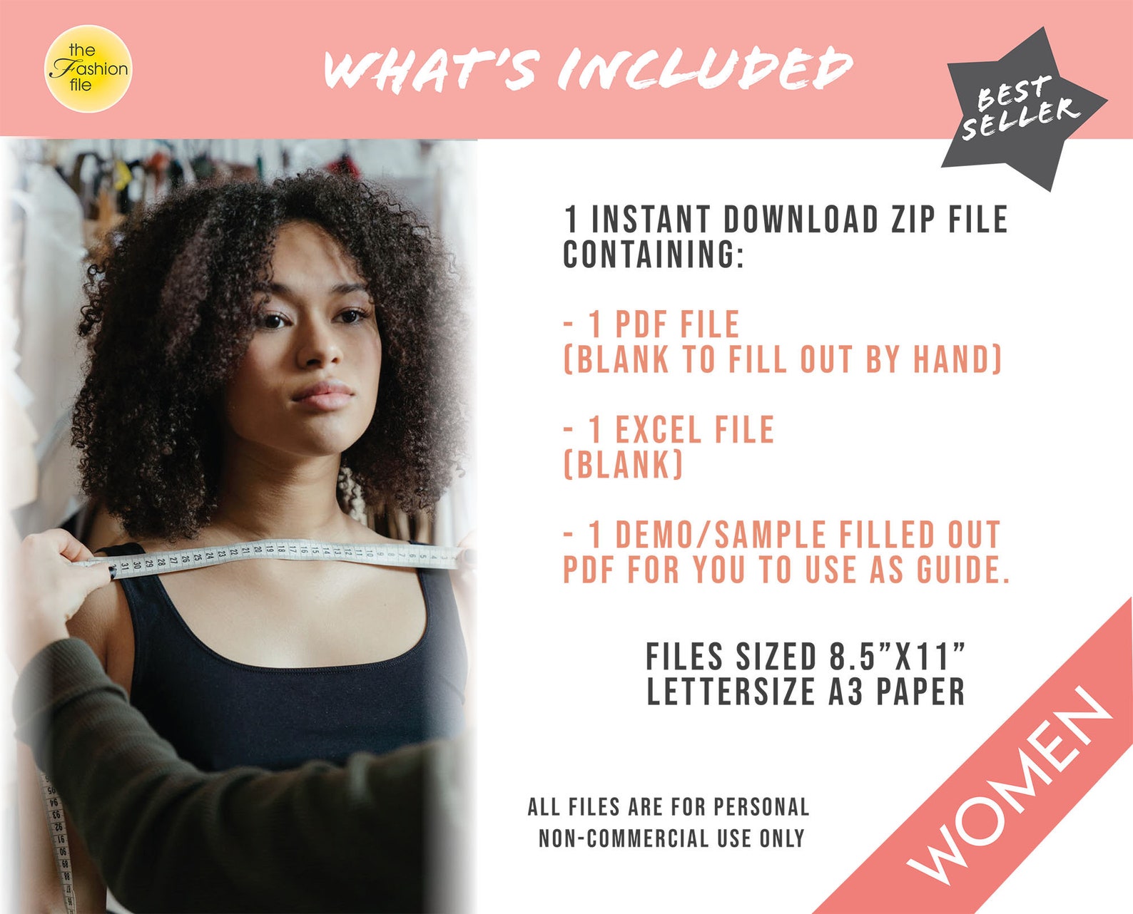 Fashion Designer Template WOMEN BODY MEASUREMENT Sheet - Etsy