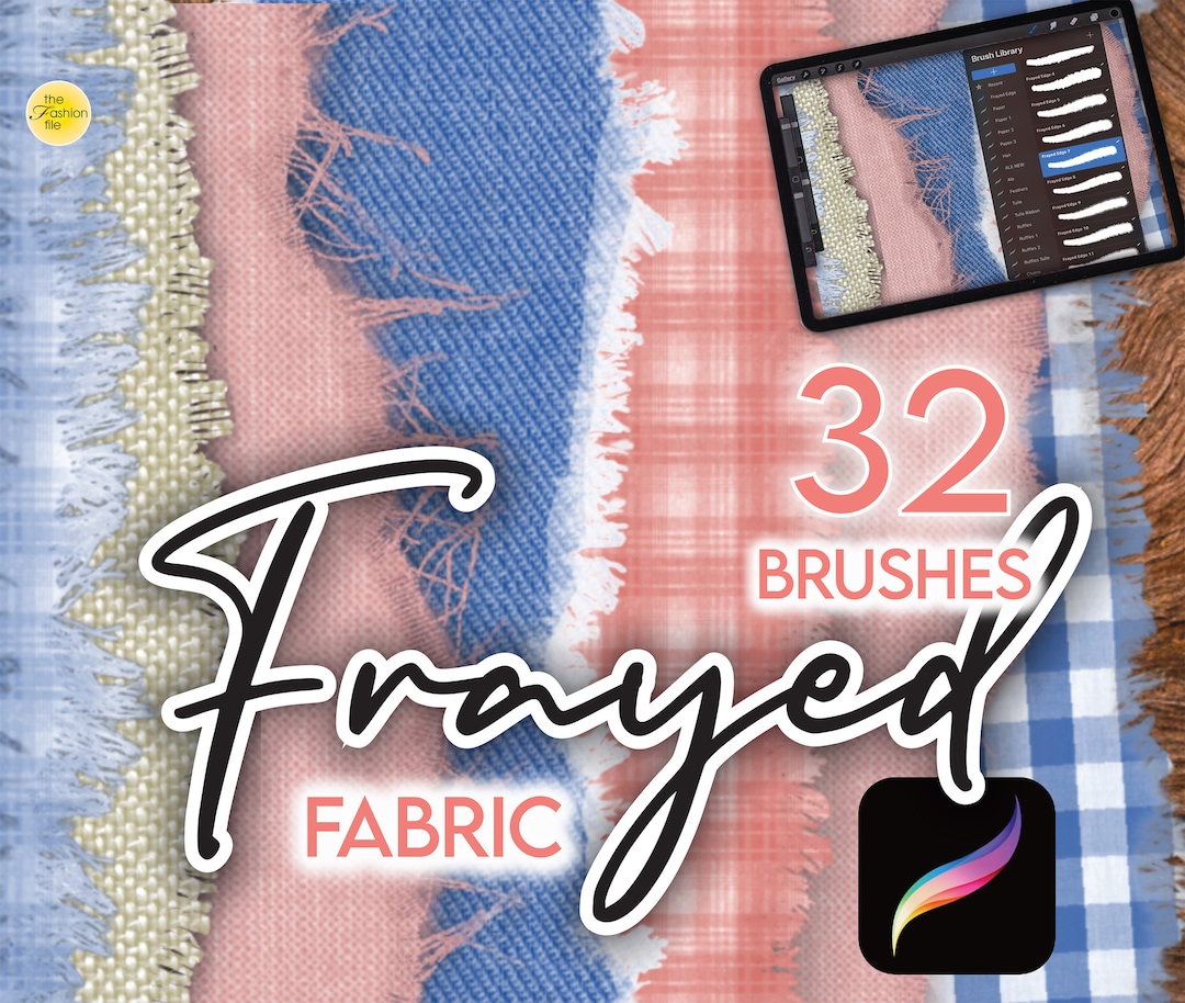 32 PROCREATE FRAYED Edge FABRIC Torn Cut Textiles Ripped Denim Fashion ...