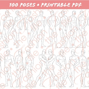 Fashion FIGURES 100 MALE POSES Templates Pack • Menswear Men Body ...