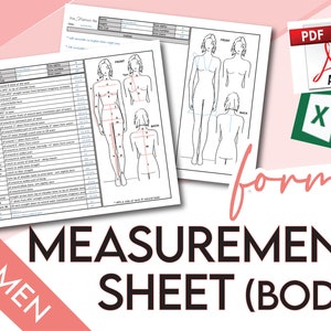 Fashion Designer Template WOMEN BODY MEASUREMENT Sheet - Etsy