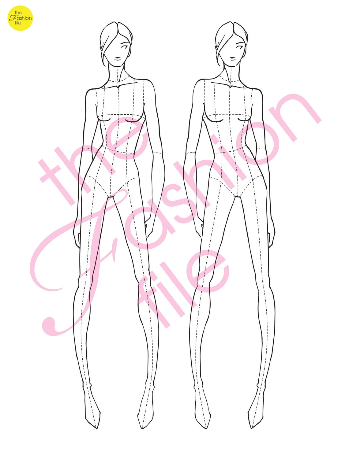 Fashion Design Template Pdf Ai Png For Procreate 9 Head Etsy