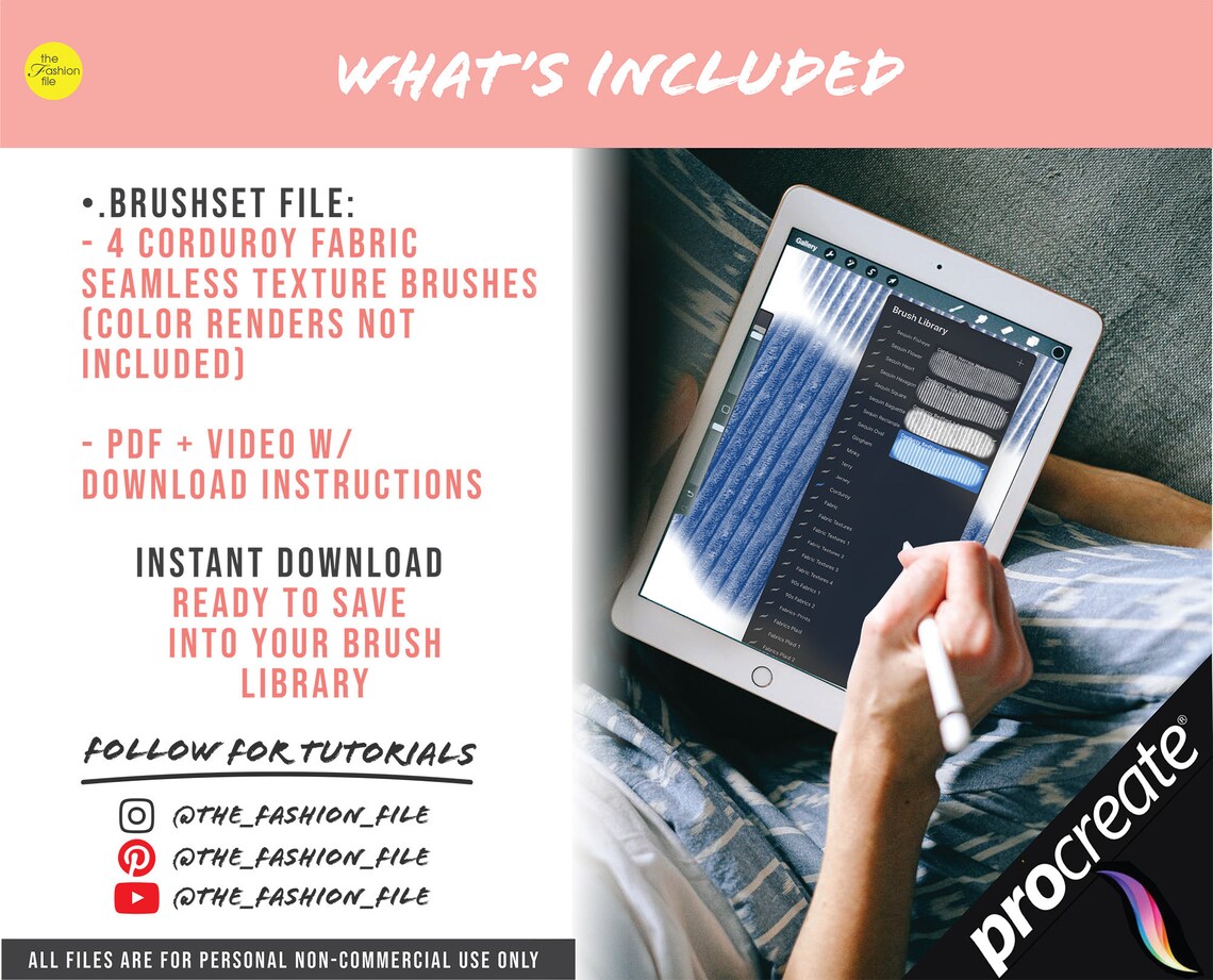 4 PROCREATE FABRIC TEXTURES • Corduroy Fabric Textile Fashion Design ...