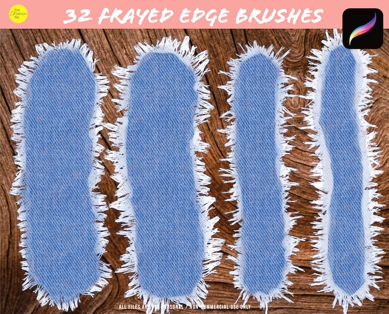 32 PROCREATE FRAYED Edge FABRIC Torn Cut Textiles Ripped Denim Fashion ...