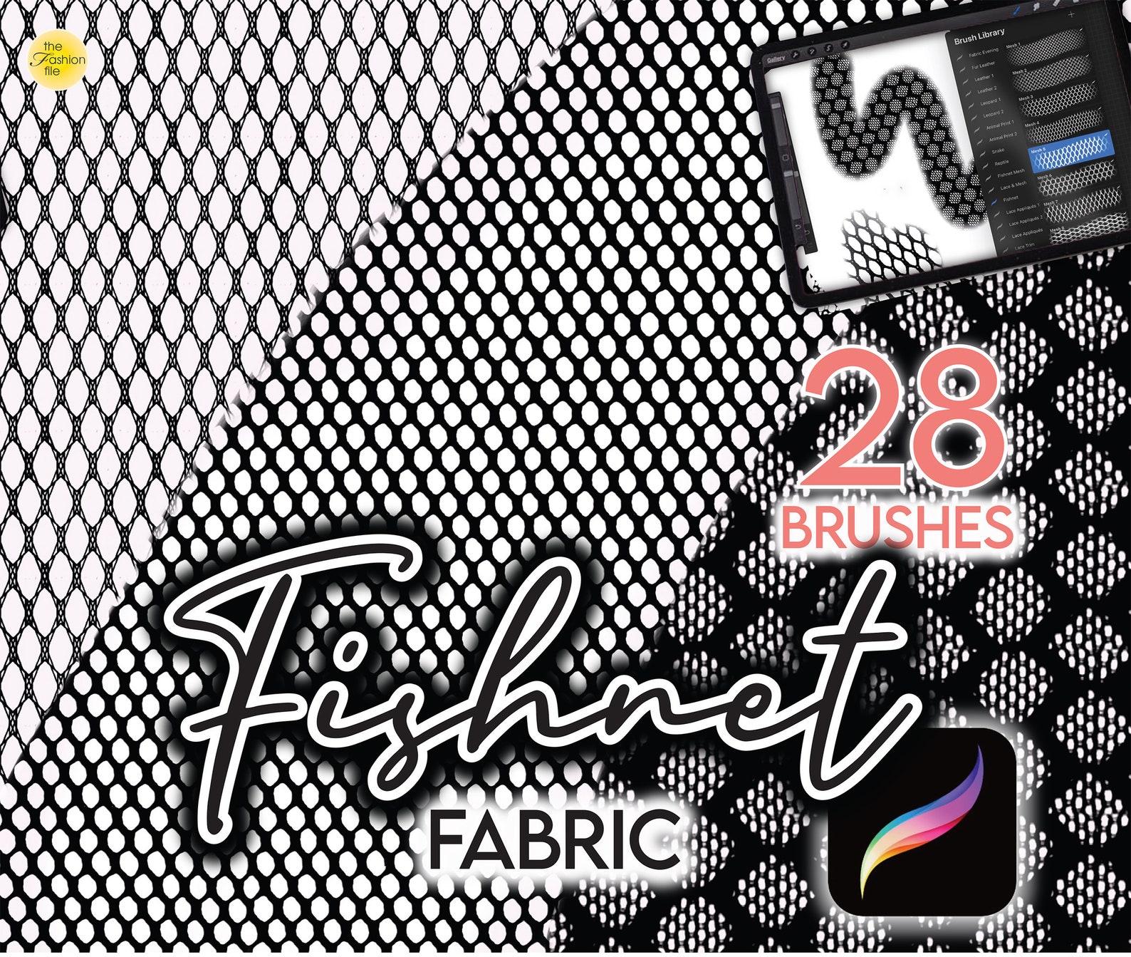 28 PROCREATE FISHNET TEXTURES • Procreate Brush Tulle Netting Mesh Lace ...