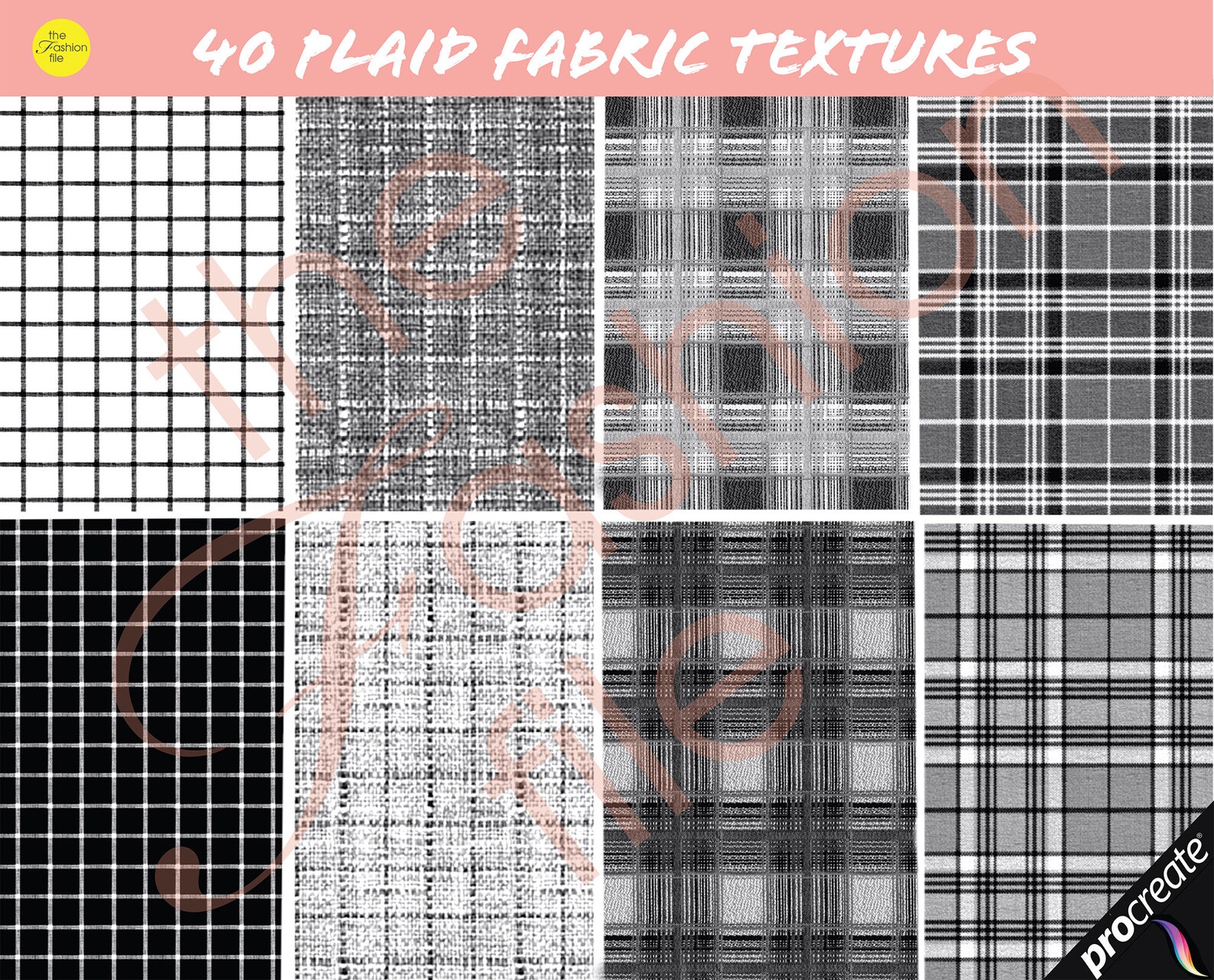 40 PROCREATE PLAID TEXTURES • Procreate Brush Plaid Tartan Checks ...
