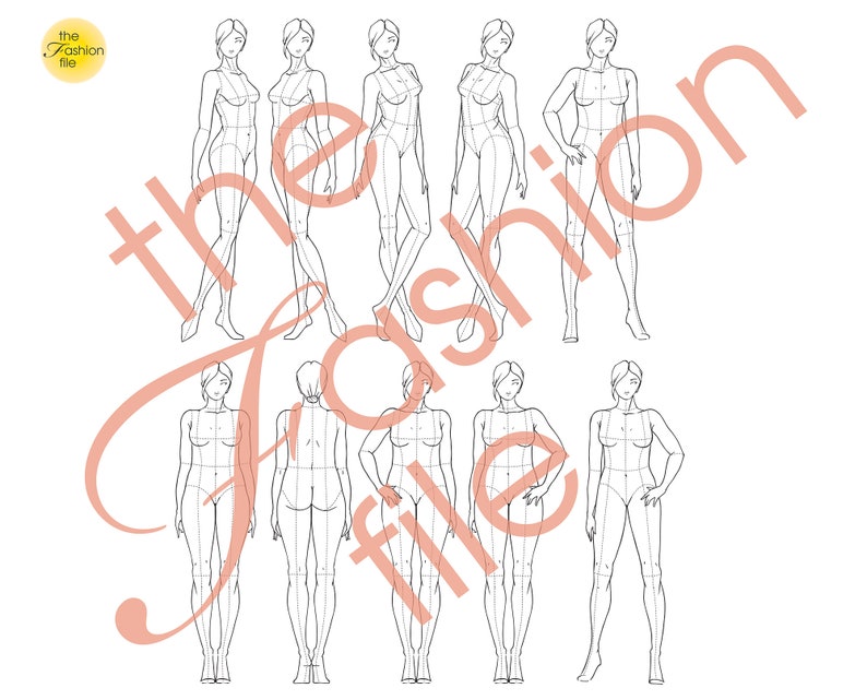 20 STANDARD BODY FIGURES Fashion Templates Female Sketches | Etsy